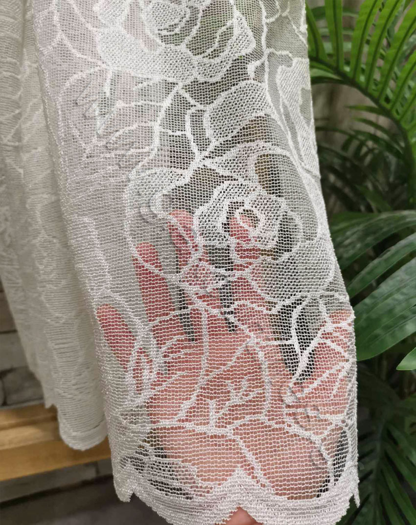 ΚΟΥΡΤΙΝΑ ΔΑΝΤΕΛΑ FLORAL, ΣΤΑΘΕΡΗ, ΥΠΟΛΕΥΚΟ - Deligiorgi.Home