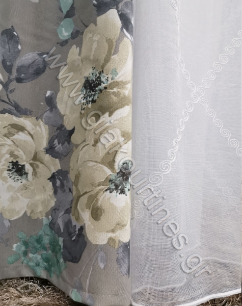 ΚΟΥΡΤΙΝΕΣ ΕΤΟΙΜΕΣ,ΡΙΝΤΟ FLORAL, ΚΟΥΡΤΙΝΑ ΜΑΤ ΛΕΥΚΗ - Deligiorgi.Home